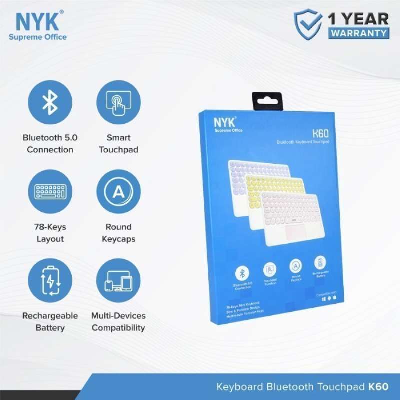 Jual Keyboard Bluetooth Mini Nyk Ungu Touchpad K60 Di Seller Multi ...