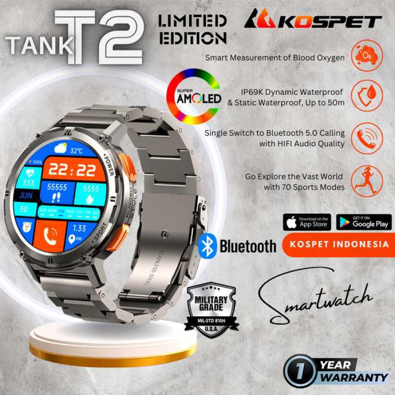 Jual KOSPET TANK T2 Limited Edition Ultra Millitary Amoled Smartwatch ...