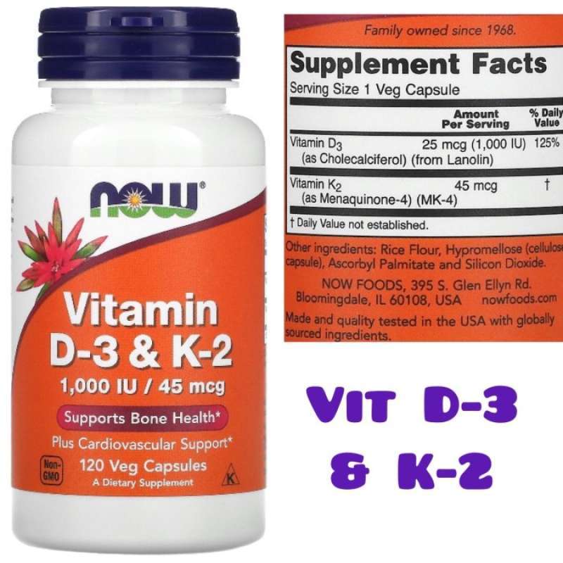 Promo Vitamin D3 K2 Now Suplemen Kesehatan Imunitas Tubuh Diskon 13% Di ...