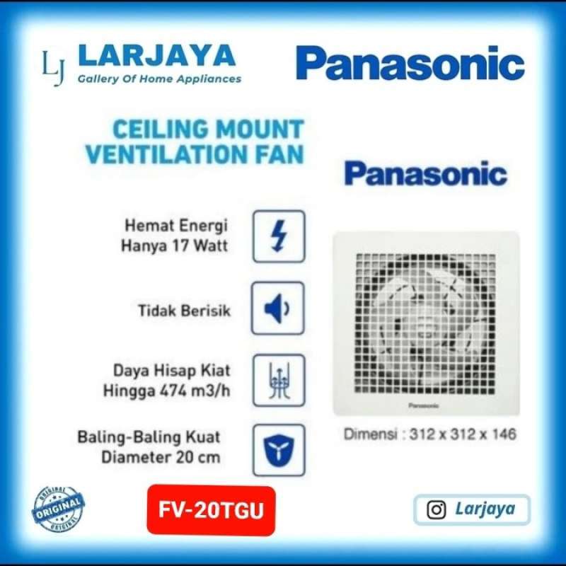 Promo PANASONIC CEILING MOUNT VENTILATION FAN FV-20TGU | 8 - 20 cm ...