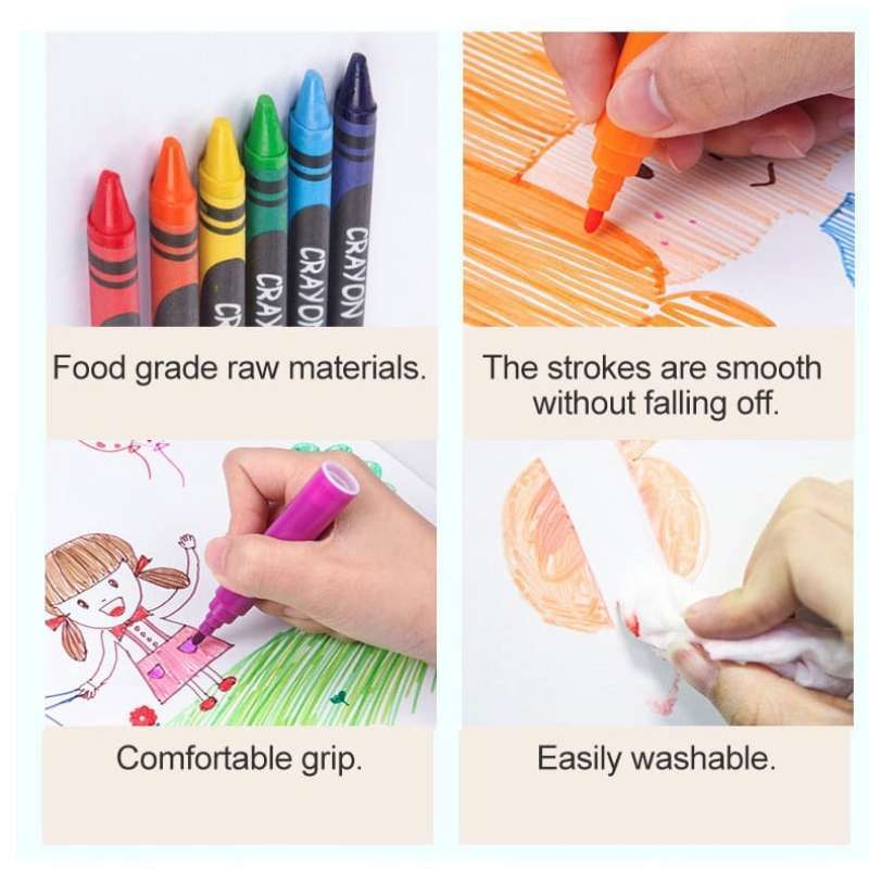 Promo Gu Crayon Set 208pcs / Krayon Mewarnai Anak 208pcs / Pensil Warna ...