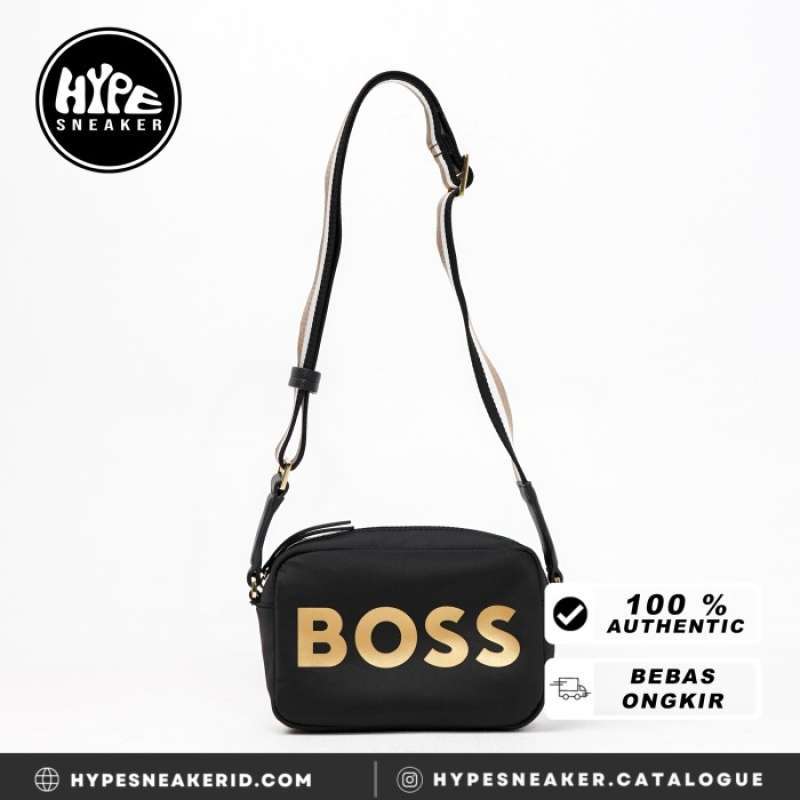 Jual Tas Hugo Boss Big Text Gold Black Shoulder Bag 100% Original Di ...