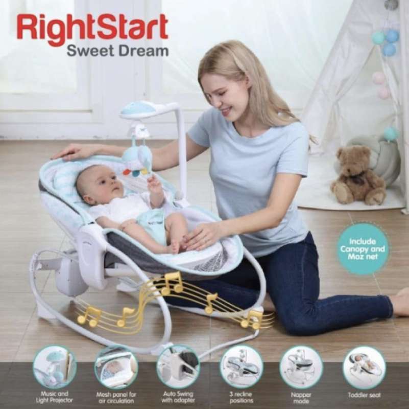 Promo Right Start Sweet Dream Bassinet Auto Swing/ Ayunan Bayi Otomatis ...