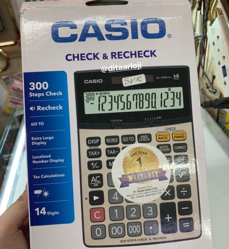 Promo Kalkulator Casio Practical Check Dj 240d Plus Besar 14 Digit ...