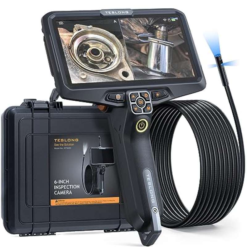 Promo Inspection Camera, Triple Lens Teslong Borescope with 6 IPS Split ...