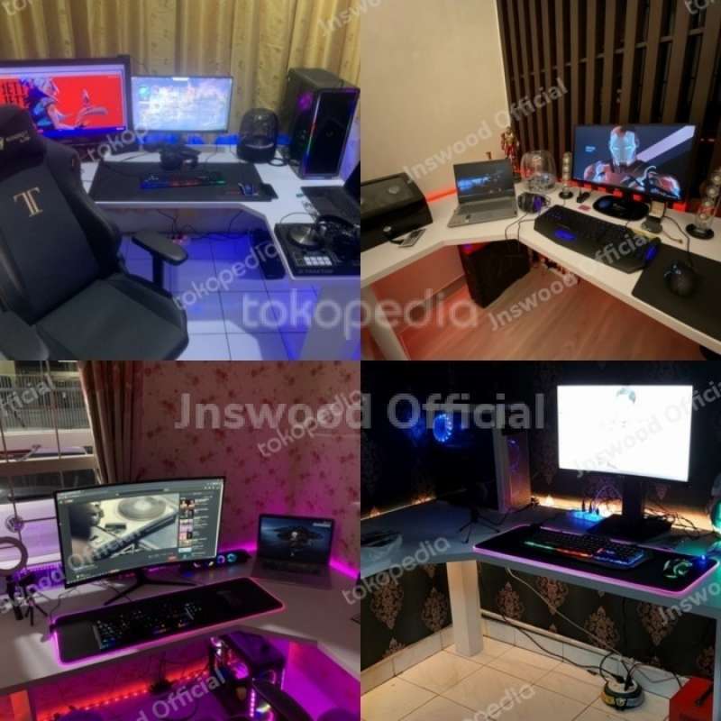 Promo Meja Gaming Gamer Lengkap Led Rgb With Remote Diskon 23% di ...