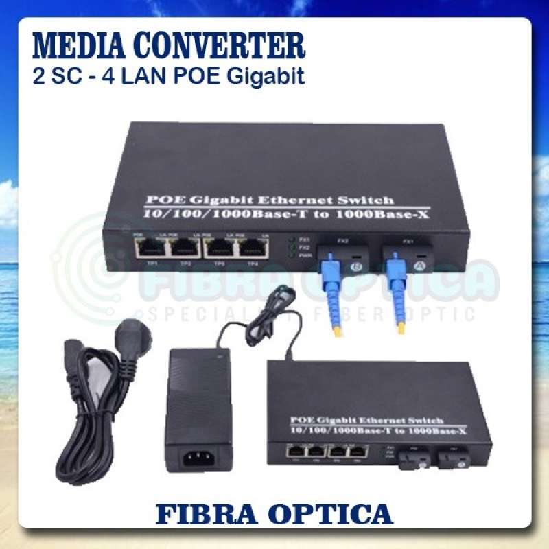 Promo Media Converter 2 SC 4 LAN Gigabit PoE Ethernet Fiber Switch 2 FO 4LAN Diskon 23% di ...