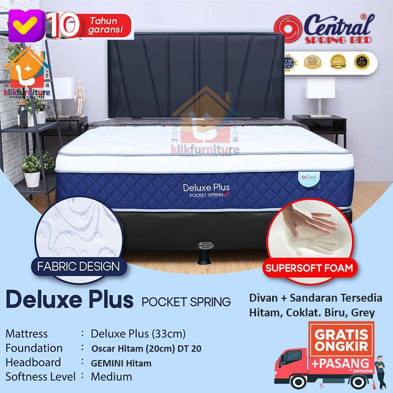 Jual (1 set) DELUXE PLUS POCKET Spring Sandaran GEMINI Central Springbed di Seller klikfurniture ...