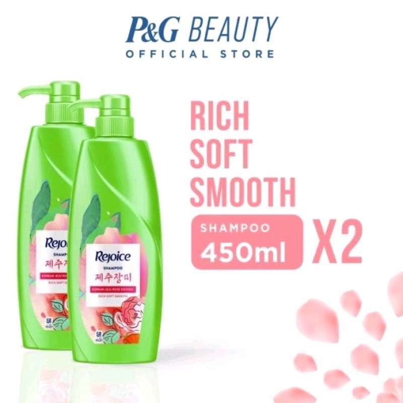 Jual Rejoice Shampoo Korean Jeju Rose Rich Soft Smooth 450 Ml Isi 2 Pc Di Seller Zamoza Shop ...