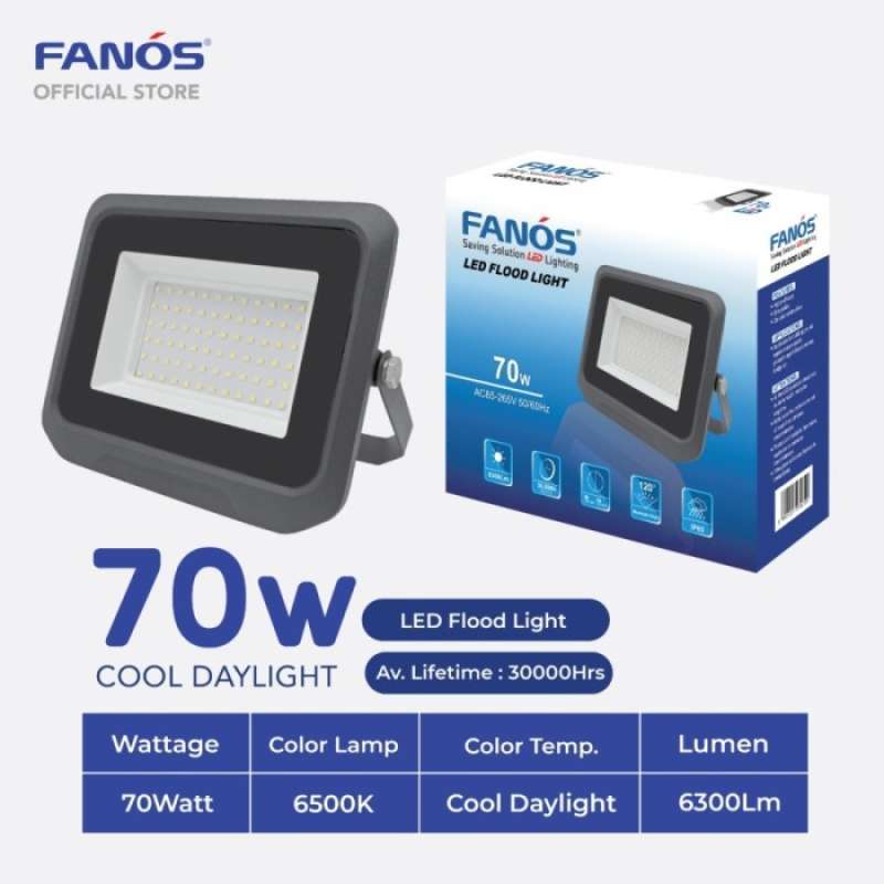 Jual Fanos - Lampu Flood Light Led 70 Watt 6300 Lm Cool Day Light Putih ...