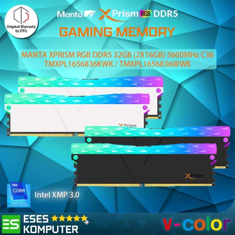 Jual RAM v-color DDR5 MANTA XPRISM RGB 32GB (2x16GB) 5600MHz C36 ...