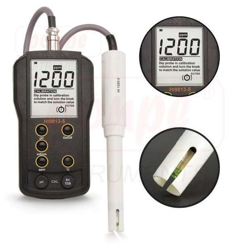 Promo alat ukur uji mengukur ph EC TDS meter asam digital hanna HI 9813-5 Diskon 23% di Seller ...