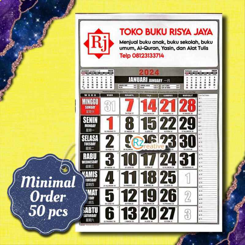 Promo Kalender Custom Sablon Tahun 2024 Ukuran Besar (Minimal Order 50 ...