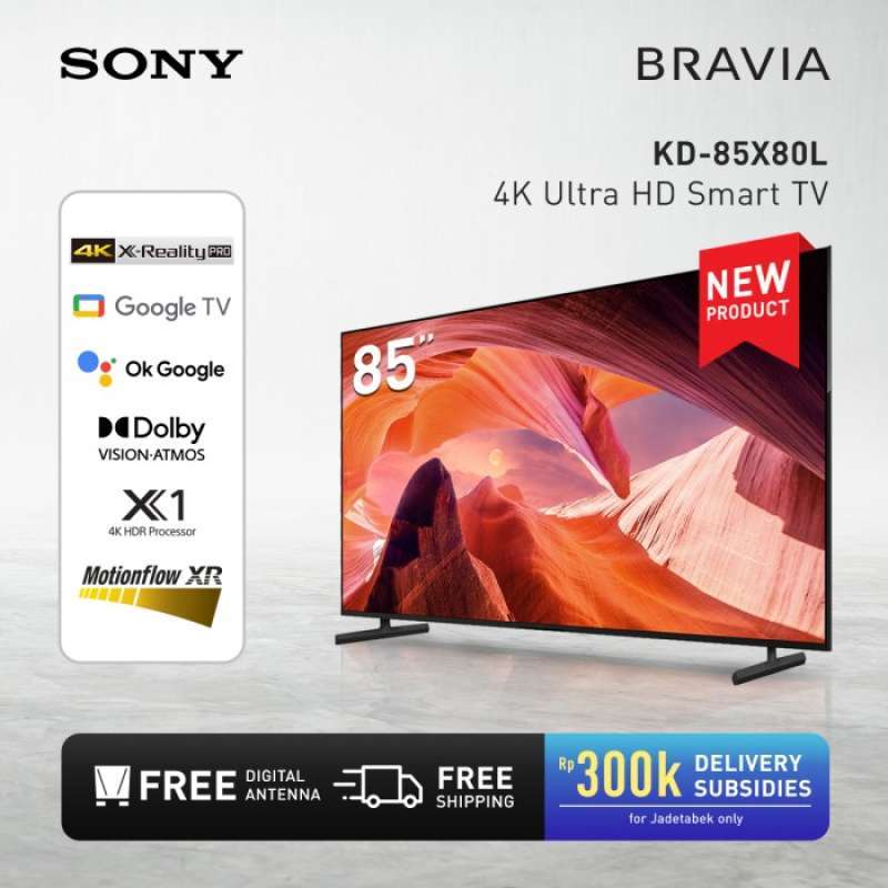 Promo SONY Bravia LED X80L 4K HDR Google TV 85 Inch KD-85X80L - FREE ANTENNA Diskon 23% di ...