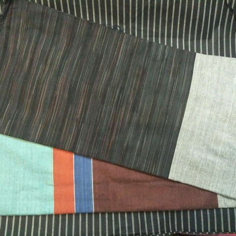 Jual bahan kain tenun lurik gradasi merah bata kombinasi di Seller ...
