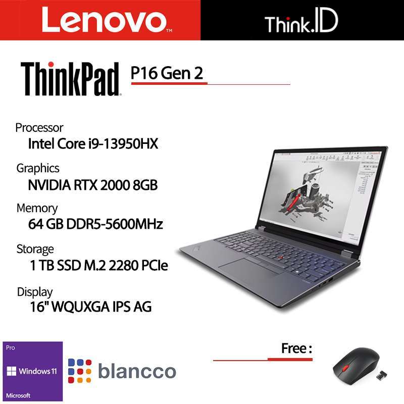 Jual ThinkPad P16 Gen2 i9-13950HX 64GB 1TB NVMe RTX2000 16WQUXGA Win11P ...