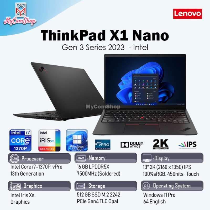 Jual LENOVO THINKPAD X1 NANO GEN 3 i7-1370P 16GB 512GB IRIS XE 13 2K ...
