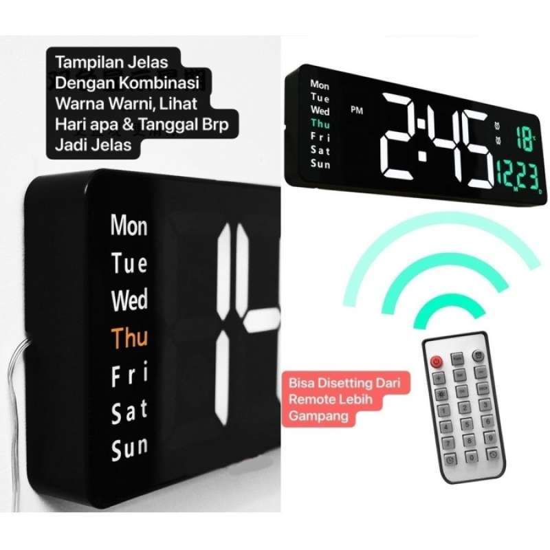 Promo Jam Dinding Digital Led Besar Clock Weker Timer Countdown Smart ...