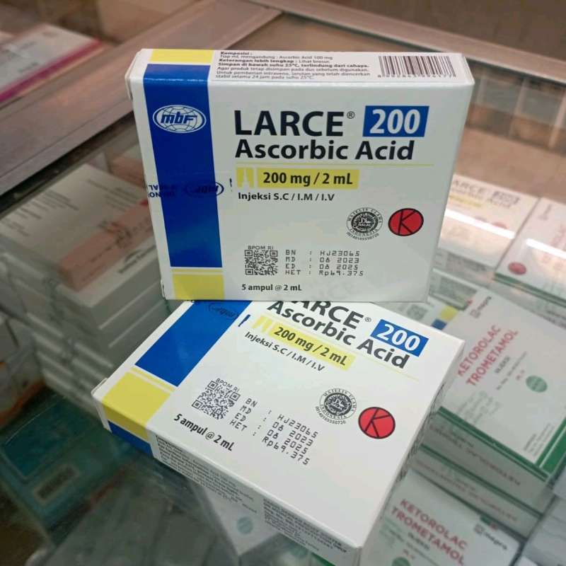 Jual Original New Larce 200 Mg Ascorbic Acid Injeksi / Box Di Seller ...