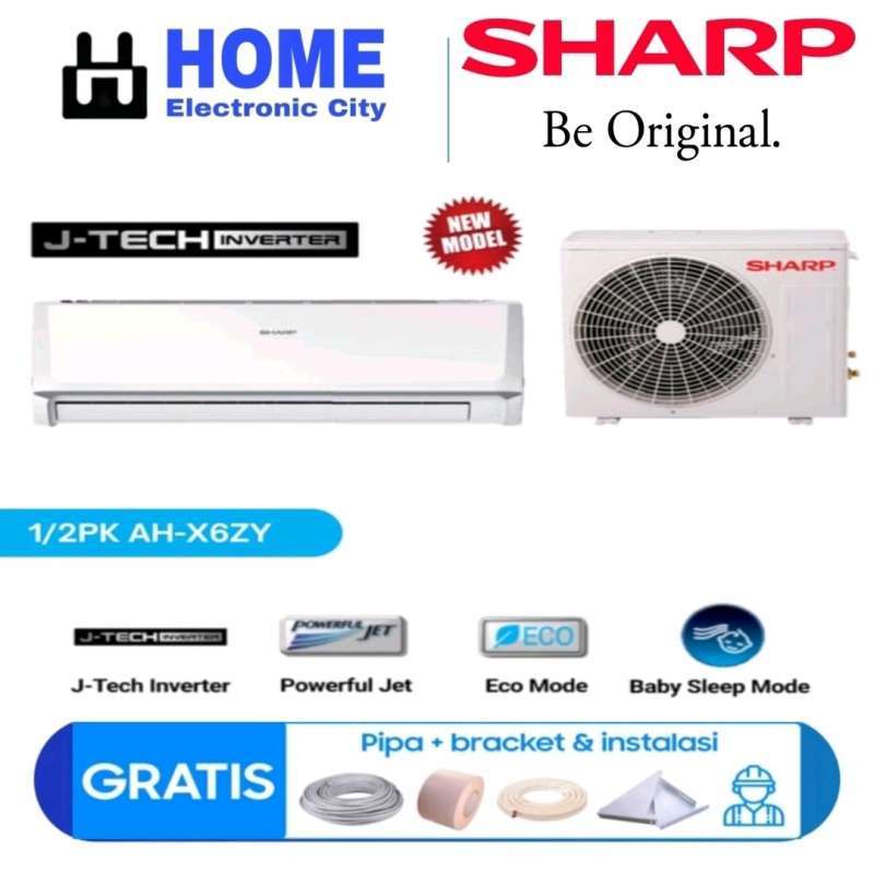 Jual AC SHARP 1 /2 PK AH-X6BEY 0.5 PK J-TECH INVERTER TURBO COOLING R32 [FREE INSTALASI+MATERIAL ...