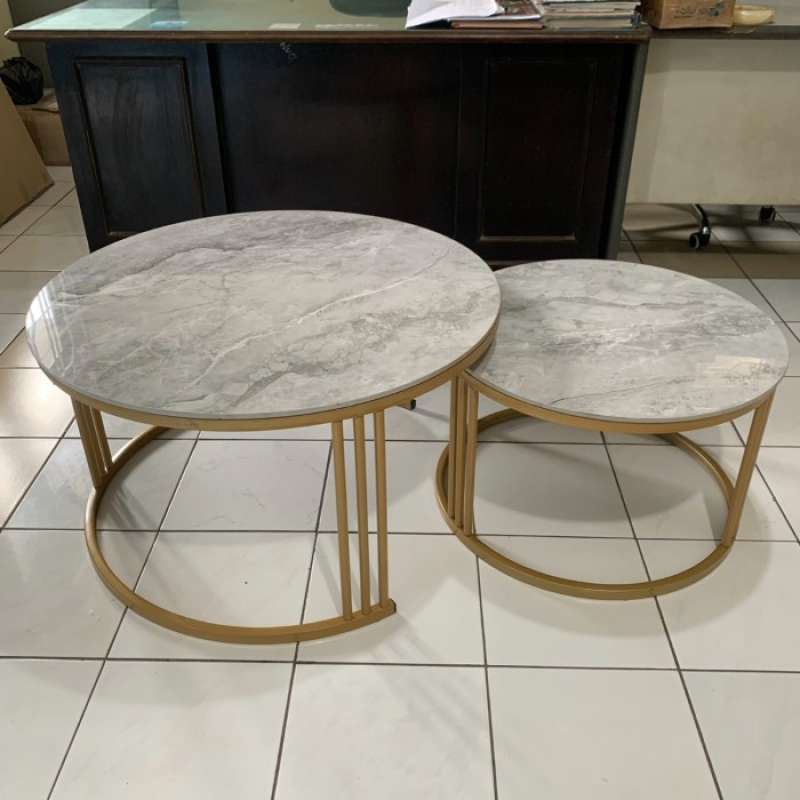 Jual Meja Tamu Granit Bulat Marmer Coffee Table Meja Tamu Batu ...