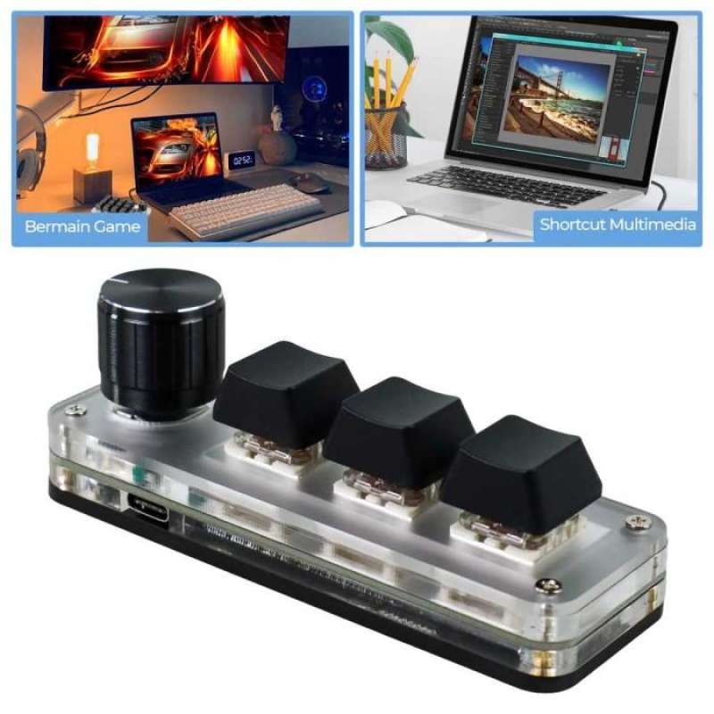 Jual 3 Key Mechanical Keyboard USB Gaming Shortcut with Knob - VD3 di ...
