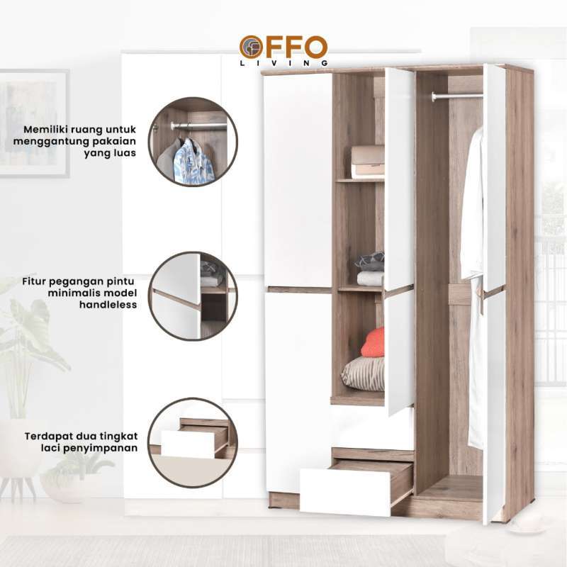 Promo Offo Living - Lemari Pakaian Santorini 3 Pintu - Lemari Pakaian Diskon 51% Di Seller Offo ...