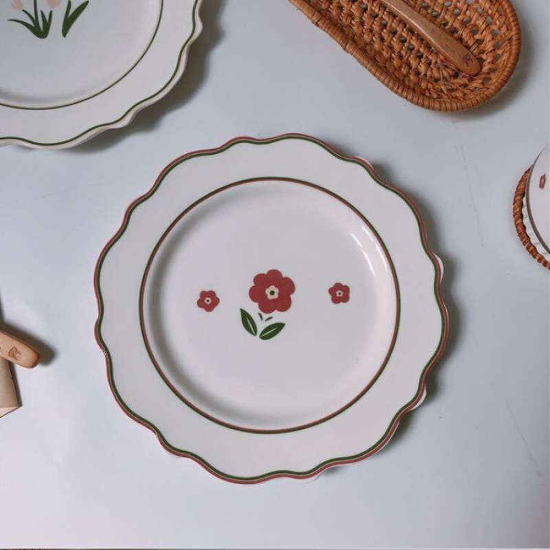 Promo Korean Flower Plate / Cute Korean Plate Retro / Piring Cantik ...