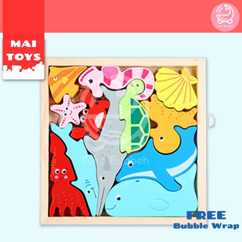 Promo Mai Toys Mainan Puzzle Kayu Tebal Persegi Untuk Edukasi Motorik ...