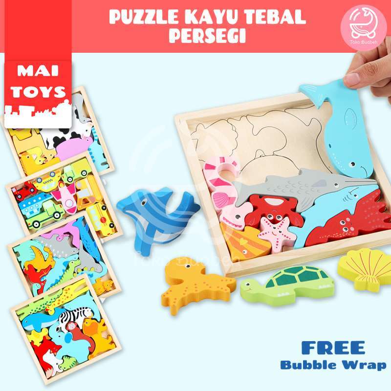 Promo Mai Toys Mainan Puzzle Kayu Tebal Persegi Untuk Edukasi Motorik ...