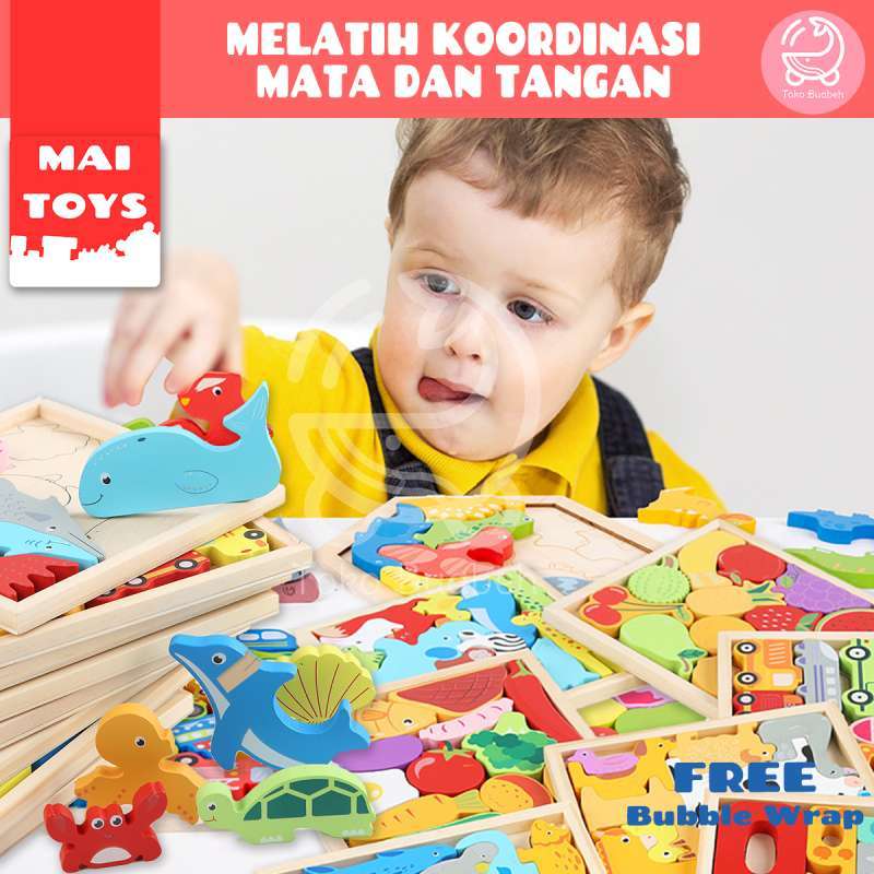 Promo Mai Toys Mainan Puzzle Kayu Tebal Persegi Untuk Edukasi Motorik ...