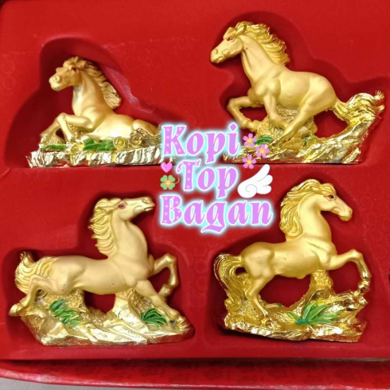 Promo Pajangan Delapan Ekor Kuda Emas Kuning Mas Eight Horses Uk 7 Cm ...