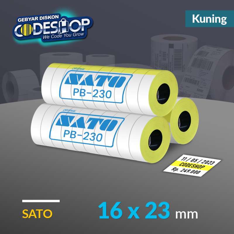 Jual Sato Label Stiker 16 X 23 Mm Kuning Polos Hand Label Pb-230 ...