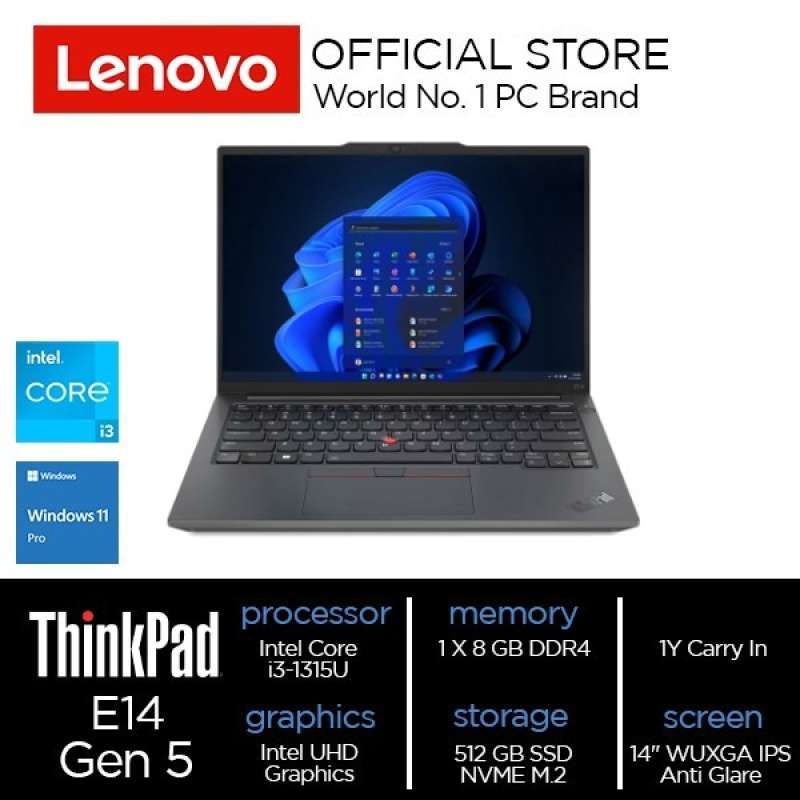 Jual Lenovo Thinkpad E14 Gen 5 (intel) Bjid || Intel® Core™ I3-1315u 8gb 512gb Ssd Intel® Uhd ...