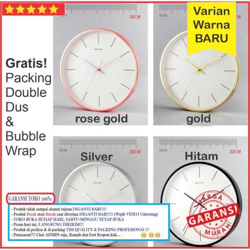 Promo JAM DINDING BULAT SILENT MOVEMENT TANPA SUARA TIK TOK MINIMALIS ...