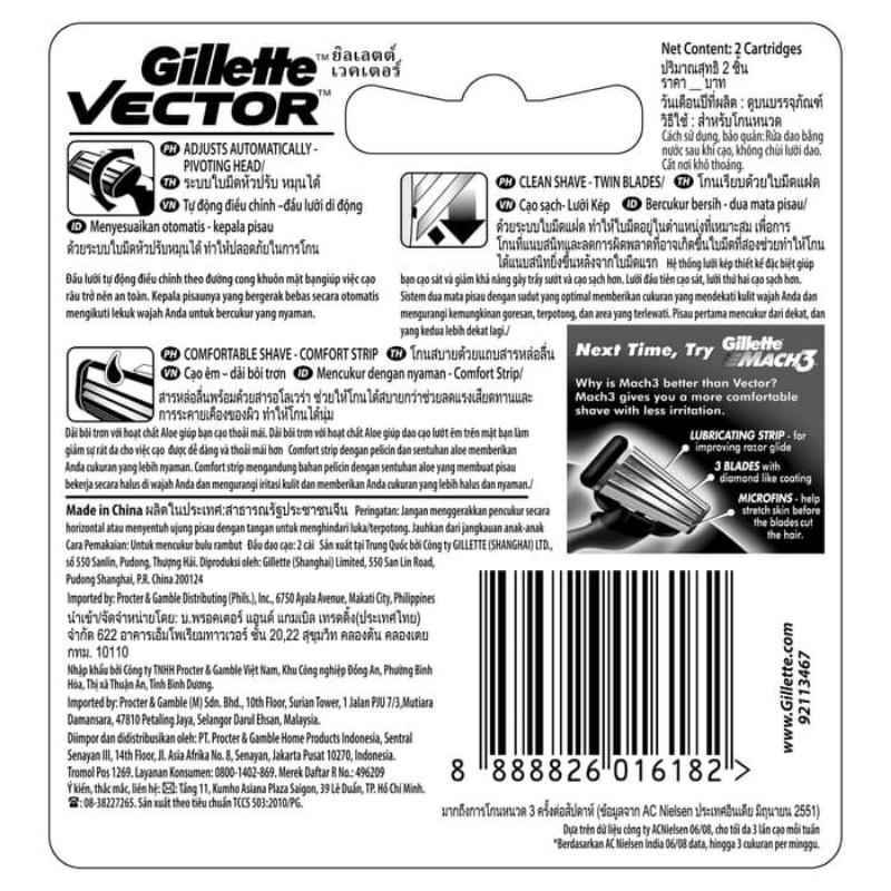 Jual Gillette Vector Refill / Isi Ulang Razor 2 Mata Pisau Cukur - 4 ...