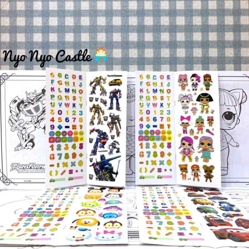 Jual Buku Mewarnai Anak + Sticker Robocar Poli Transformers Frozen ...