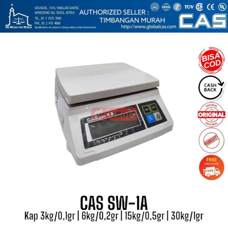 Promo Timbangan meja digital, sarang walet CAS SW 1A kap 3Kg - 30Kg Diskon 23% di Seller CV ...