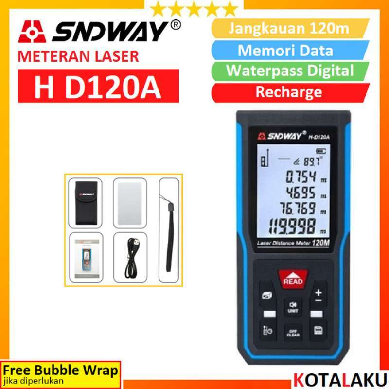 Promo Meteran Laser 120m Alat Ukur Jarak Digital Sndway H D120A ...