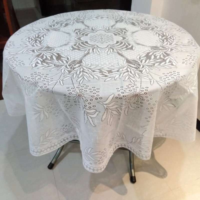 Jual Taplak Meja Bundar Putih 160 Cm - Taplak Meja Bulat Putih Polos Di ...