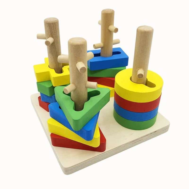 Jual Malotoys - Geometry Shape Wooden Peg Board Sorting Geo Pilar Basic ...
