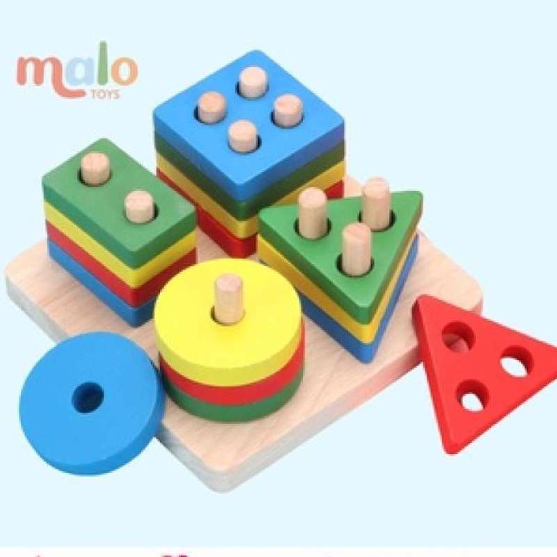 Jual Malotoys - Geometry Shape Wooden Peg Board Sorting Geo Pilar Basic ...