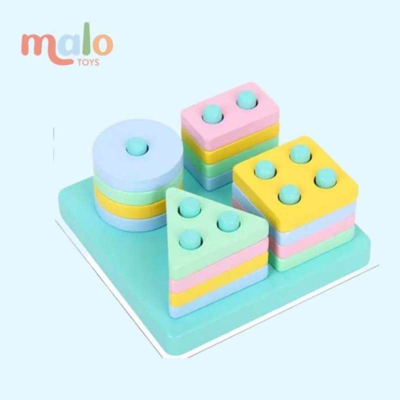 Jual Malotoys - Geometry Shape Wooden Peg Board Sorting Geo Pilar Basic ...