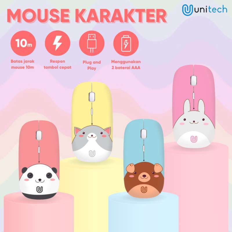 Promo Unitech Wireless Mouse Slim Usb Laptop M2 Cartoon Series ...