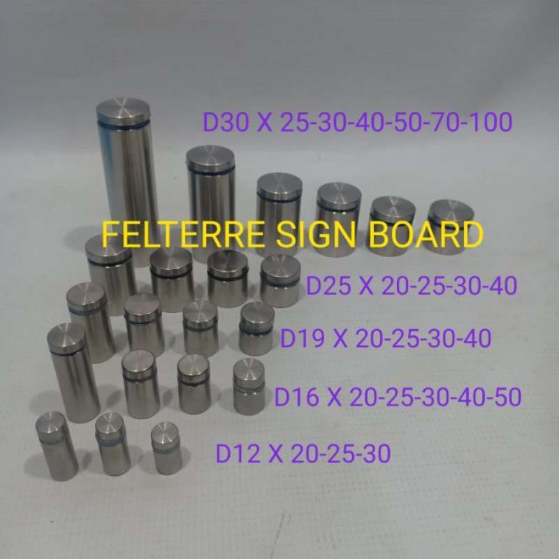 Promo 30 X 70mm Baut Penjepit Kaca Akrilik Reklame Pin Pen Iklan Sign ...