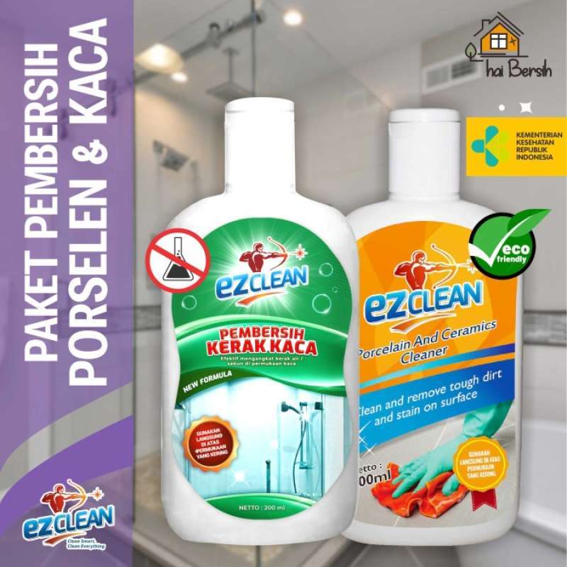 Promo EZCLEAN PAKET GLASS + PORCELAIN CLEANER PEMBERSIH KACA & KAMAR MANDI Diskon 33% di Seller ...