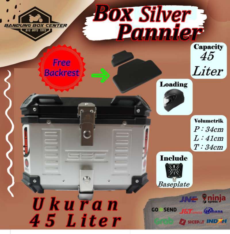 Promo Box Motor Panier Box Pannier Box Almunium 45 Liter Top Box Kotak ...