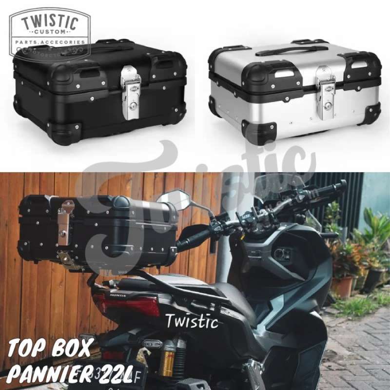 Promo Top Box Pannier Aluminium 22L 22 Liter Motor NMAX ADV PCX Vespa ...