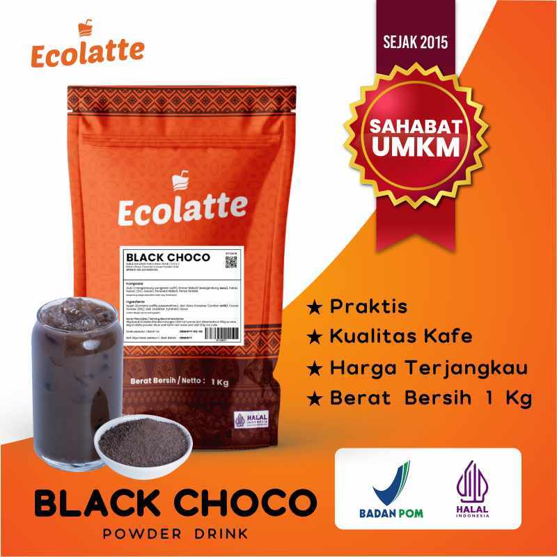 Jual Ecolatte Black Choco Premium Powder Drink 1 KG Bubuk Minuman Enak Rasa Cokelat Biskuit ...