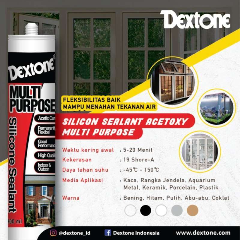 Promo Dextone Lem Kaca Silicone Sealant Tabung Asam - 300gr / Lem Sealant / Lem Kaca Diskon 36% ...